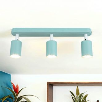 Licht-Erlebnisse Deckenstrahler Kinderzimmer Mint Grün L: 52 cm schwenkbar Metall 3-flammig GU10 JASON Deckenlampe Kinderzimmerleuchte