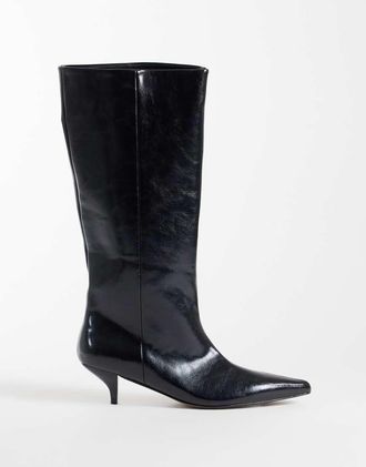Asos Camille bottes montantes &agrave; petit talon &agrave; enfiler noires