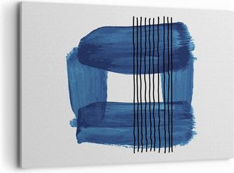 Arttor Bilder auf Leinwand 100x70cm Leinwandbild Abstraktion Aquarell Blau Gro&szlig; Wanddeko Bild Schlafzimmer K&uuml;che Deko Wandbilder Dekoration Wohnzimmer Wall D