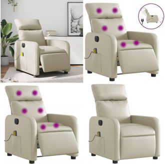 vidaXL Massagesessel Elektrisch Creme Kunstleder - Massage Stuhl - Relaxsessel - Elektrisches Sofa - Fernsehsessel - Bequeme Lounge Chair - Home & Living