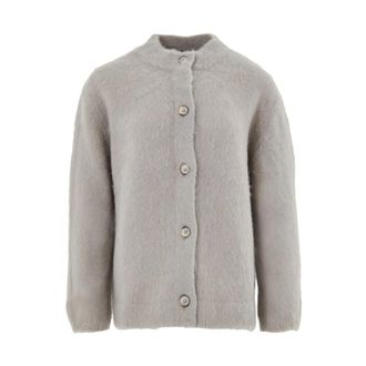 Gran Sasso Femme, Pulls, Gris, Taille: 40 FR Cardigan &agrave; Col Cor&eacute;en