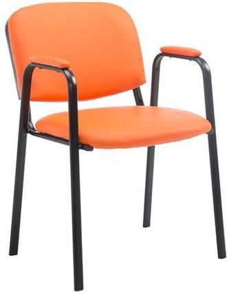 Clp Chaise De Visiteur Ken Pro Similicuir I Accoudoirs Rembourr&eacute;s I Si&egrave;ge De Salle DAttente I Pi&egrave;tement en Metal, Couleur:Orange