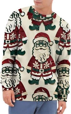 Generic Pull à col rond pour homme - T-shirt à manches longues - Col rond - T-shirt dhiver, beige, XXL