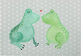 Mr. & Mrs. Panda XL Glas Schneidbrett Frosch Liebe - Geschenk, Schneidebrett Wohnzimmer Groß, Für Gemüse, Frösche, Dekoratives Glasschneidebrett, rutschfest, Küchenunt