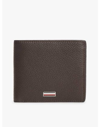 Tommy Hilfiger Portefeuille &agrave; deux volets en cuir avec porte-cartes et poche &agrave; monnaie - Marron fonc&eacute;