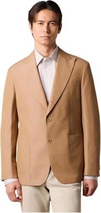 Brooks Brothers Homme, Vestes, Orange, Taille: 3XL Blazer en coton et lin