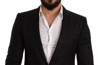 Dolce & Gabbana Mens Black Check Martini Slim Fit 2 Piece Suit Wool