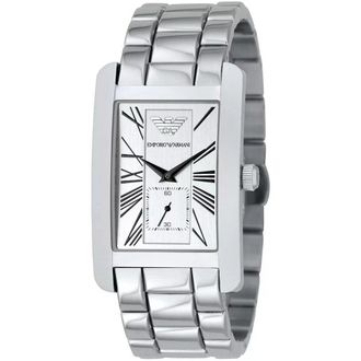 Emporio Armani AR0145 Klassische Herrenuhr mit wei&szlig;em Zifferblatt