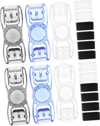 UPKOCH 6 St&uuml;ck Schwimmbrillenclips aus Kunststoff Universelle Ersatz Schnallen f&uuml;r Schwimmbrillenb&auml;nder Transparent/schwarz/blau Sicherer Halt f&uuml;r Wasserspor
