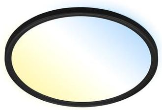 Briloner Leuchten - Plafonnier à intensité variable avec rétroéclairage avec télécommande 18 W 2400 lm Blanc/noir 293 x 28 mm (DxH)