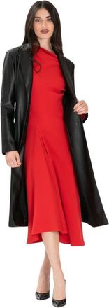 Erika Cavallini Semi Couture Femme, Manteaux, Noir, Taille: 40 FR Cappotto Lungo Ecopelle