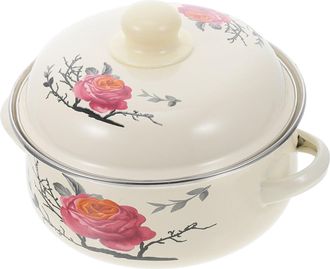 Valiclud Emaille Schmortopf mit Deckel aus Emailliertem Stahl Antihaft Kochtopf f&uuml;r Gasherde 18cm S&auml;urebest&auml;ndig W&auml;rmespeichernd Suppentopf