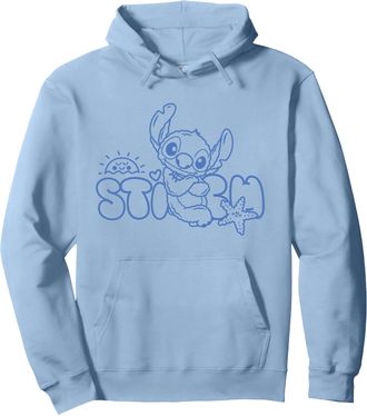 Disney Stitch Fluffy Summer Sun Beach Vibes Pullover Hoodie
