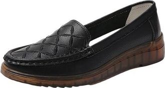 Generic Chaussures &agrave; enfiler d&eacute;contract&eacute;es pour femme - Couleur unie - Bout rond - Respirantes - L&eacute;g&egrave;res - Talon compens&eacute; bas - Confortables - Pour la marche,