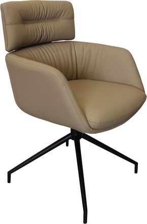 Dieter Knoll Collection Armlehnstuhl, Taupe, Metall, Leder, Echtleder, Rindleder, Drehkreuz, 62x92x66 cm, Lederauswahl, Stoffauswahl, Sitzfläche 360° drehbar, Esszimmer, Stüh