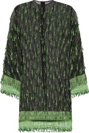 Dolce & Gabbana Organza-Minikleid mit Perlenfransen - Gr&uuml;n