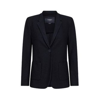 Seventy Femme, Vestes, Bleu, Taille: 40 FR Veste Blazer &agrave; Revers Crant&eacute;s