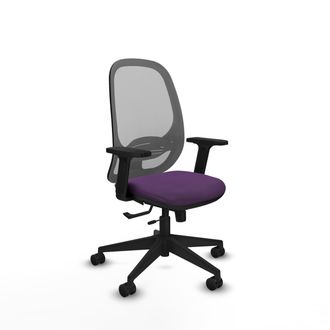 Piqueras y Crespo Cilanco Remote-Arbeitsstuhl mit 2D-Armen, h&ouml;henverstellbare Lendenwirbelst&uuml;tze, ausgestattet mit Syncro/Traslack und Schneideschaum, Grau/Violett