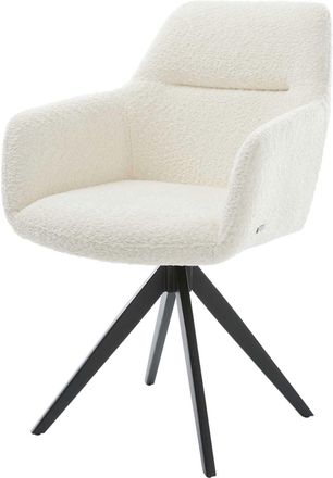 DELIFE Polsterstuhl Pejo-Flex Kreuzgestell kantig Schwarz Boucl&eacute; Wei&szlig; Taschenfederkern