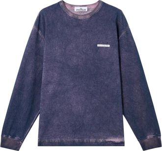 Stone Island Homme, Tops, Bleu, Taille: S 6100024 Compact Cotton Jersey Velo Effect