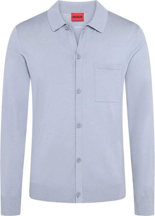 HUGO BOSS Strickjacke in Overshirt-Optik mit Umlegekragen in