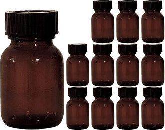 Viva Haushaltswaren mikken - braunes Apothekerglas Set inkl. Schraubverschluss & Etiketten Made in Germany, 12x 50ml