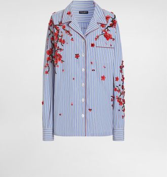 Dolce & Gabbana Poplin Shirt With Cherry Tree Embroidery - Frau Blusen Und Tops Mehrfarbig 42