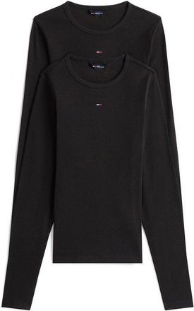 Tommy Jeans Langarmshirt TJW 2PACK SLIM ESSENTIAL RIB LS (Packung, 2-tlg., 2er-Pack) in Rippoptik, mit Logostickerei