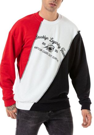 Red Bridge Sweatshirt im Colorblock Design Stylischer Pullover mit Patchwork Look