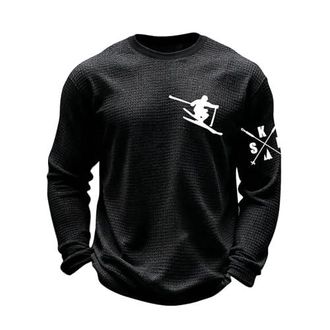 Generic Sweatshirt Homme Col Rond Sweat &agrave; Capuche Pulls Veste de surv&ecirc;tement Hommes Casual Pull Chaud Veste de Sport Homme Imprim&eacute; R&eacute;tro T-shirt &agrave; Manches Lon