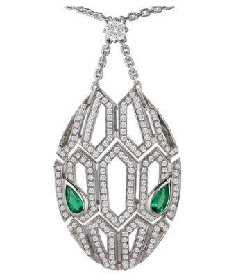 Bulgari Dimaond And Emerald Serpenti Necklace