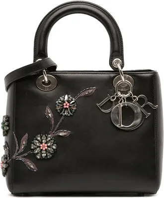 Dior Hobo Bags - Medium Smooth Calfskin Embroidered Beaded Floral L - Gr. unisize - in Schwarz - für Damen