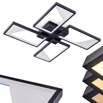 HOFSTEIN Deckenleuchte Haya, Deckenlampe aus Metall in Schwarz, 1 x LED 28 Watt, 2800 Lumen, 3000 Kelvin, &uuml;ber Lichtschalter in drei Stufen dimmbar, mit Lichte