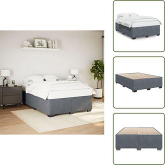 vidaXL The Living Store - Bettgestell ohne Matratze Dunkelgrau 140x200 cm Samt - Samtbett - Doppelbett - Boxspringbetten - Betten Gestell - Dunkles Bett