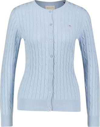 GANT Stretch Cotton Cable Cardigan, Fresh Blue, XS Femme