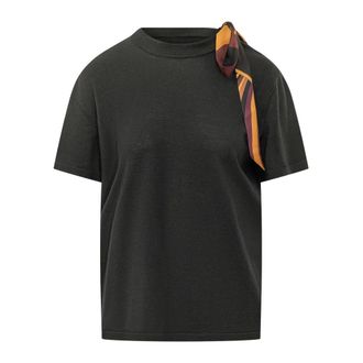Pucci T-shirt en laine avec d&eacute;tail foulard - Femme - Pulls - Noir - Taille: 42 FR