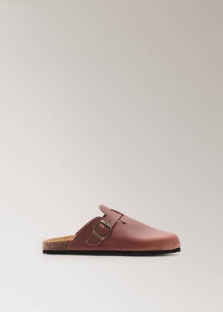 Mango Chaussons sabots en cuir marron - Femme - 36 - MANGO