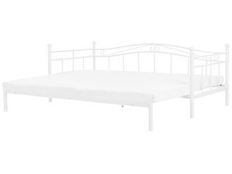 Beliani Ausziehbares Elegantes Metallbett 80 x 200 cm wei&szlig; Tulle