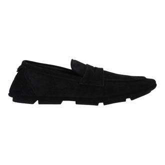 Dolce & Gabbana Schwarzer Lederslipper mit Gummisohle - - Shoes - Herren - Schwarzk - 41 EU