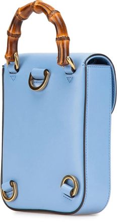 Gucci Hobo Bags - Mini Calfskin Bamboo Top Handle Bag - Gr. unisize - in Blau - f&uuml;r Damen