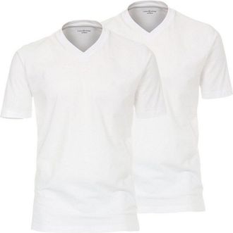 Casamoda V-Shirt CasaModa Doppelpack V-Neck T-Shirts wei&szlig; &Uuml;bergr&ouml;&szlig;e