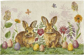 Sander Gobelin Tischset/Placemat - Two Bunnies, 32 x 48 cm - Hasen, Ostereier