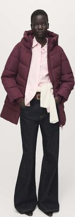 Mango Anorak matelass&eacute; &agrave; capuche grenat - Femme - XS - MANGO