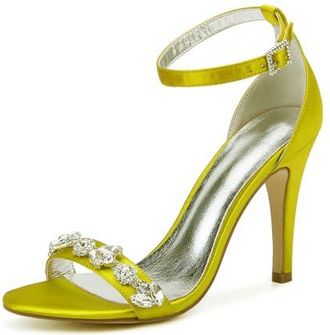 Generic Chaussures De Mariage Mariée Stylet Talons Eté Bout Ouvert Talon Mariage Soirée Chaussures Femmes 10.5Cm,Jaune,41 EU