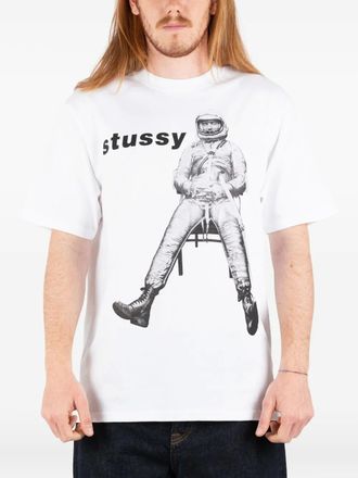 St&uuml;ssy T-Shirt mit Astronauten-Print - Wei&szlig;
