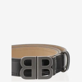 Balenciaga Womens Soft Bb Belt Black Lambskin
