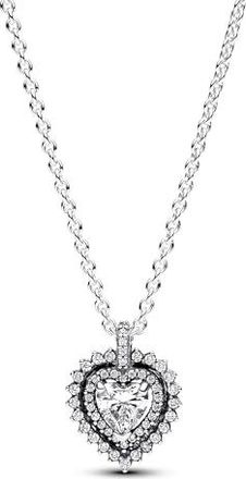 Pandora Pandora Timeless Collier Coeur en argent sterling avec zircones cubiques transparentes