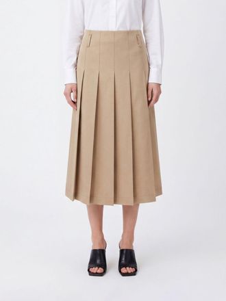 A.P.C. A. P.C. Jupe midi pliss&eacute;e en coton avec passants de ceinture