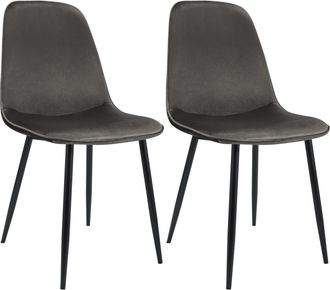 Clp Esszimmerstuhl 2er Set gepolstert Maryam, Küchenstuhl mit Rückenlehne und schwarzem Metallgestell, bis 150 kg belastbar, Farbe:anthrazit, Material:Sam