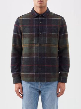 Barbour Woodlane Hemdjacke aus Wollmischung mit Tartanmuster und aufgesetzten Taschen